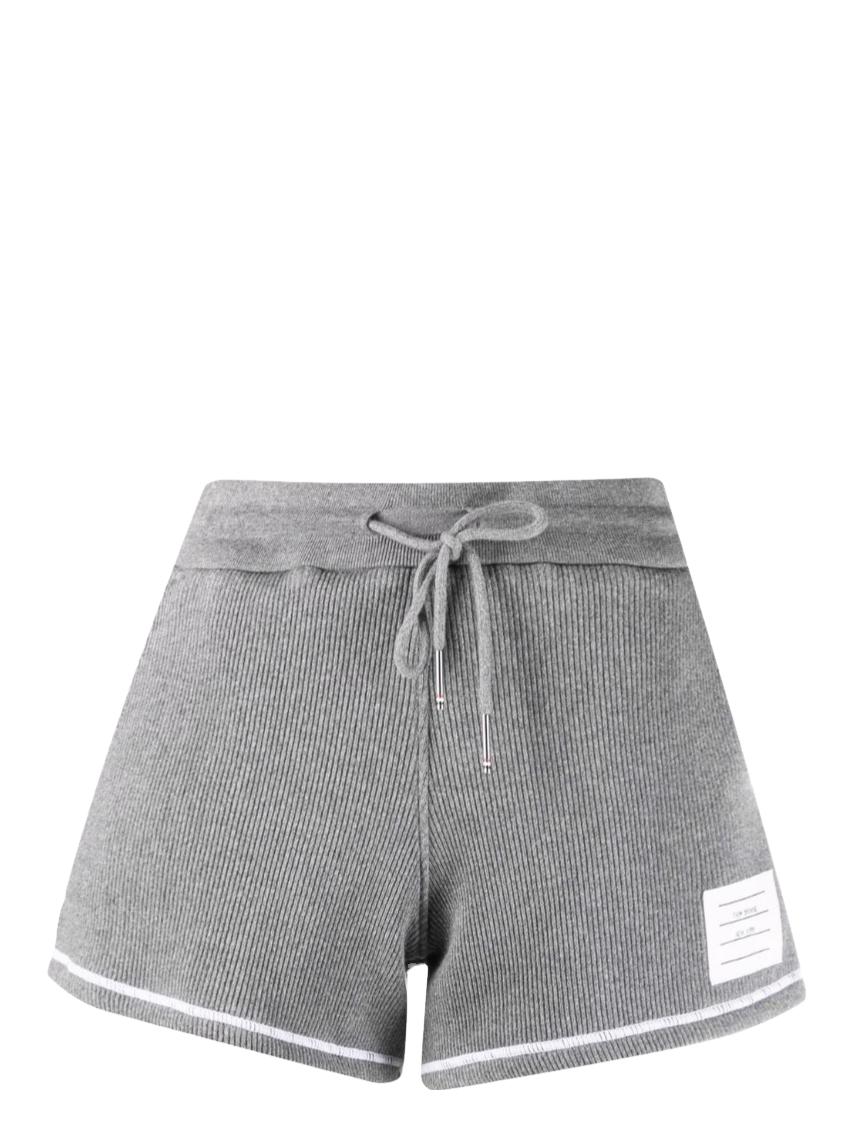 THOM BROWNE Thom Browne Loopback Cotton Knitted Shorts with Contrast Stitching
